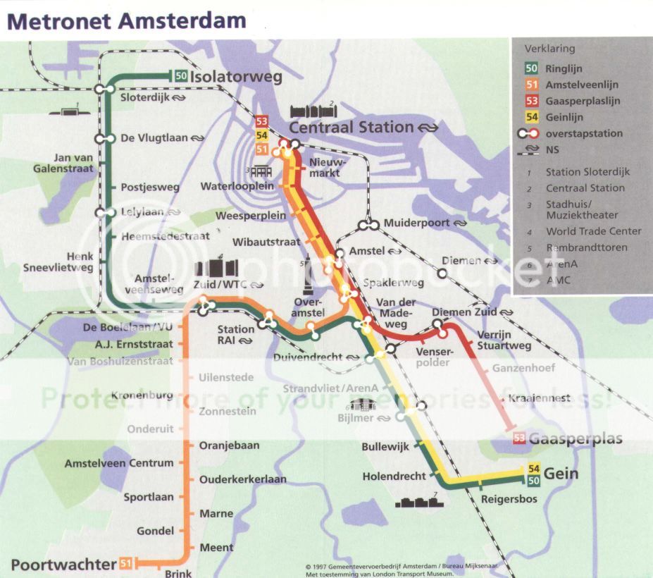 Kaart Metro Amsterdam - kaart