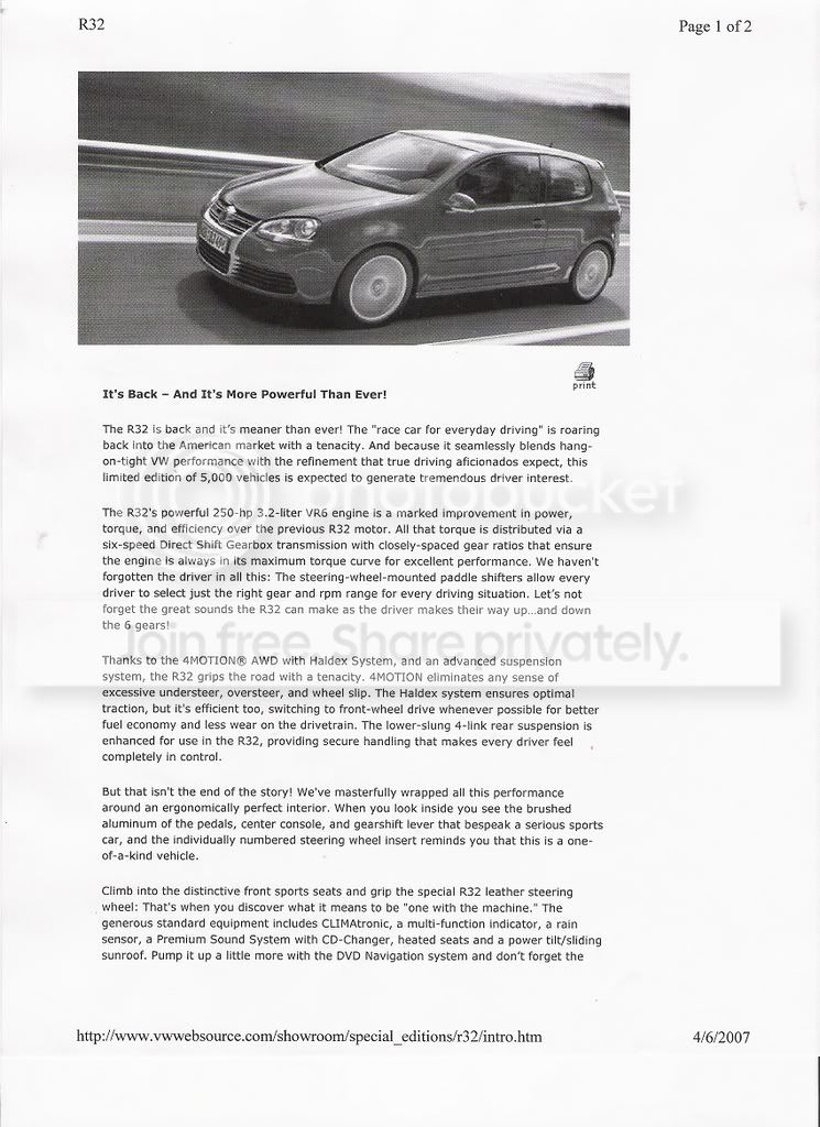 My Gift to the r32 forum. Spec Sheets!! | VW Vortex - Volkswagen Forum